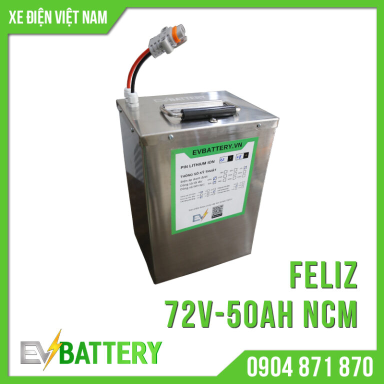 PIN Xe Máy Điện Feliz - 72V 50AH NCM kèm sạc 8A - EVBattery