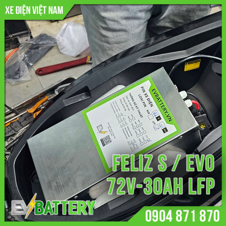 PIN Xe Máy Điện Feliz S EVO - 72V 30AH LFP Bỏ Cốp Tiện Dụng - EVBattery