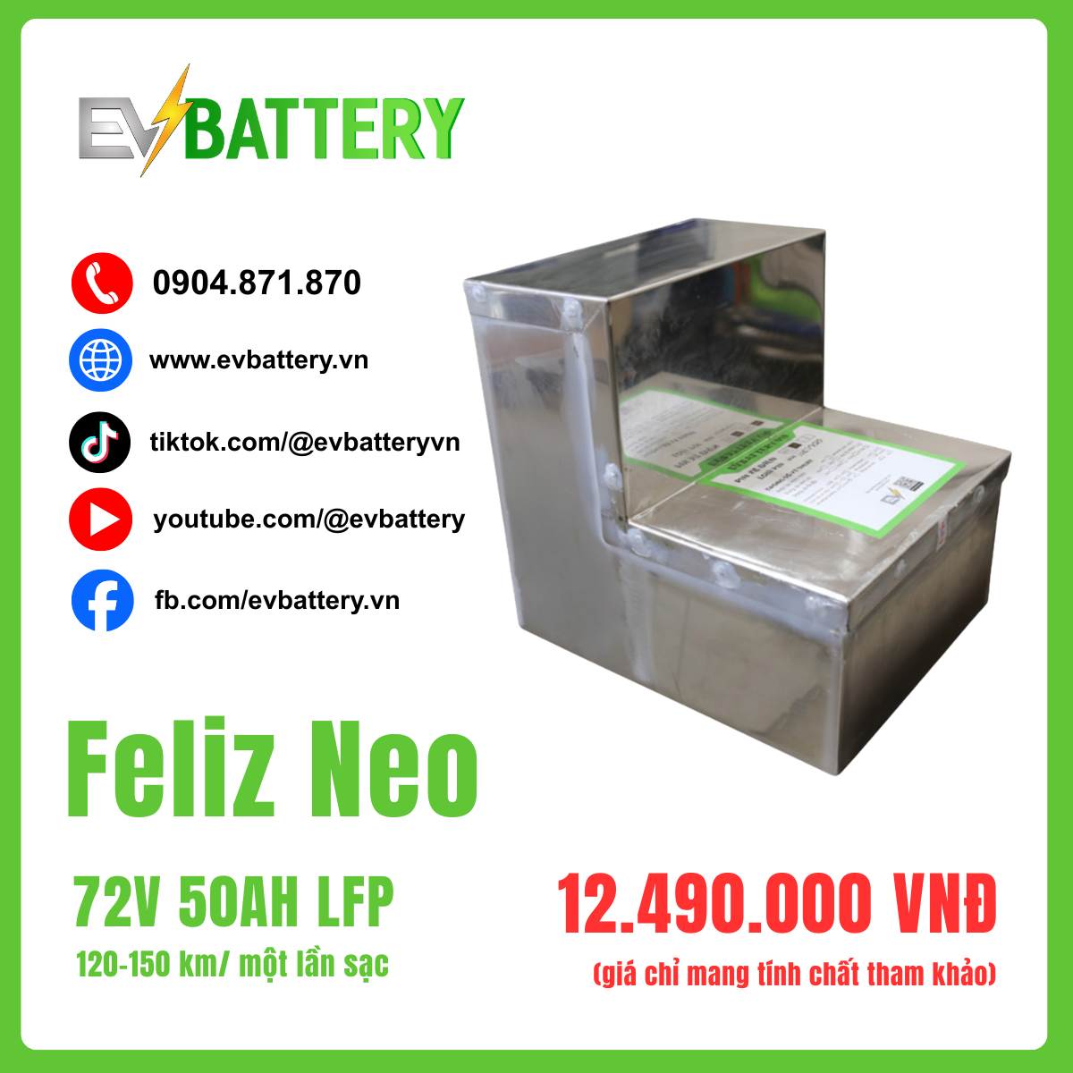Nâng cấp PIN Xe Máy Điện Vinfast Feliz Neo 72V 50AH LFP - EVBattery