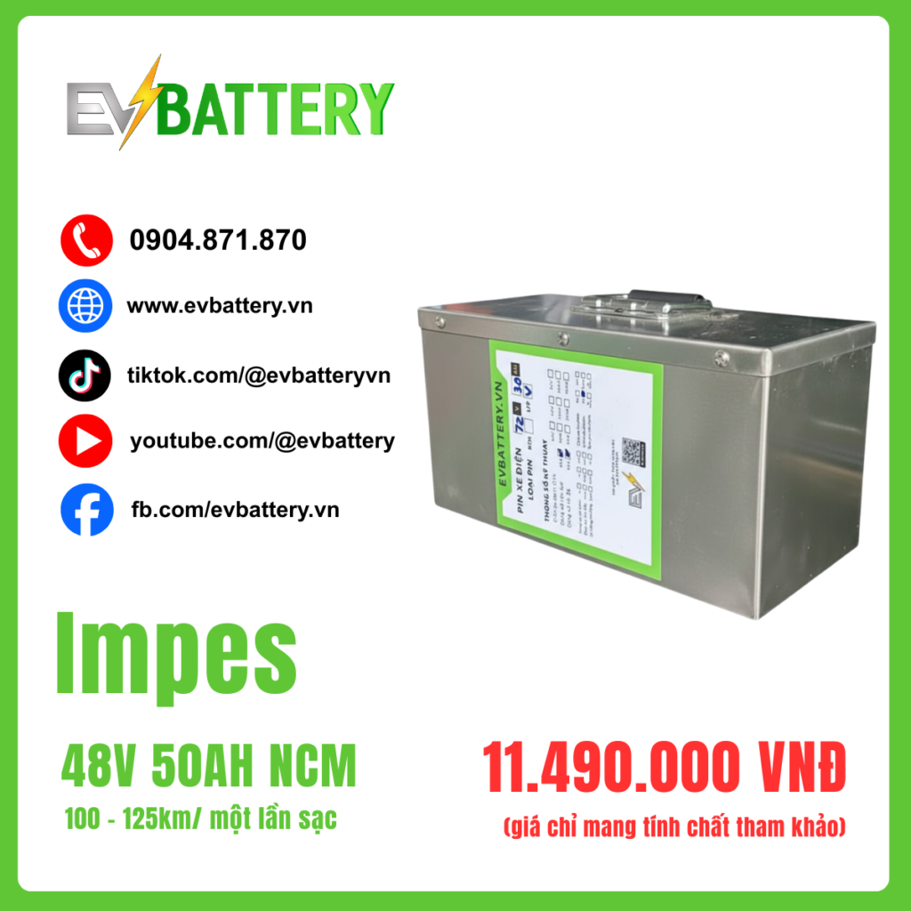 Độ PIN Xe Máy Điện VinFast Impes 48V 50AH NCM - EVBattery