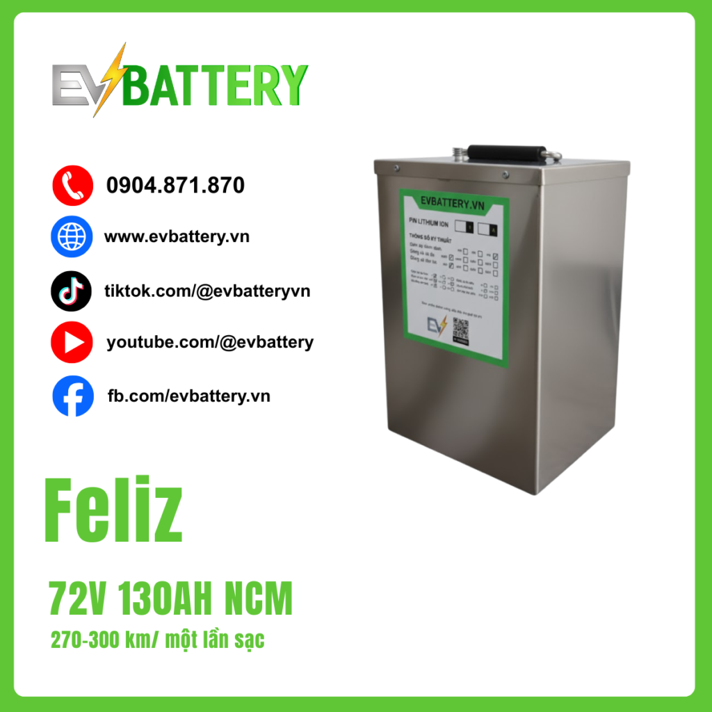 Đóng PIN Xe Máy Điện VinFast Feliz 72V 130AH NCM - EVBattery